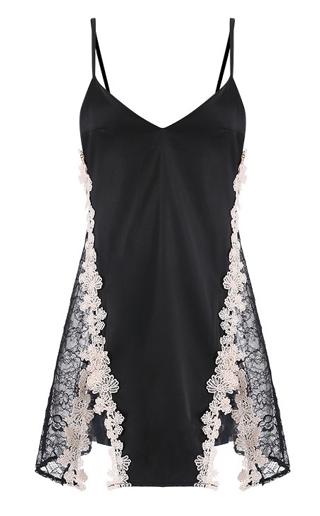 Merose @Sexy Lace Temptation Ultra Short Slit Suspender Nightgown - B ...